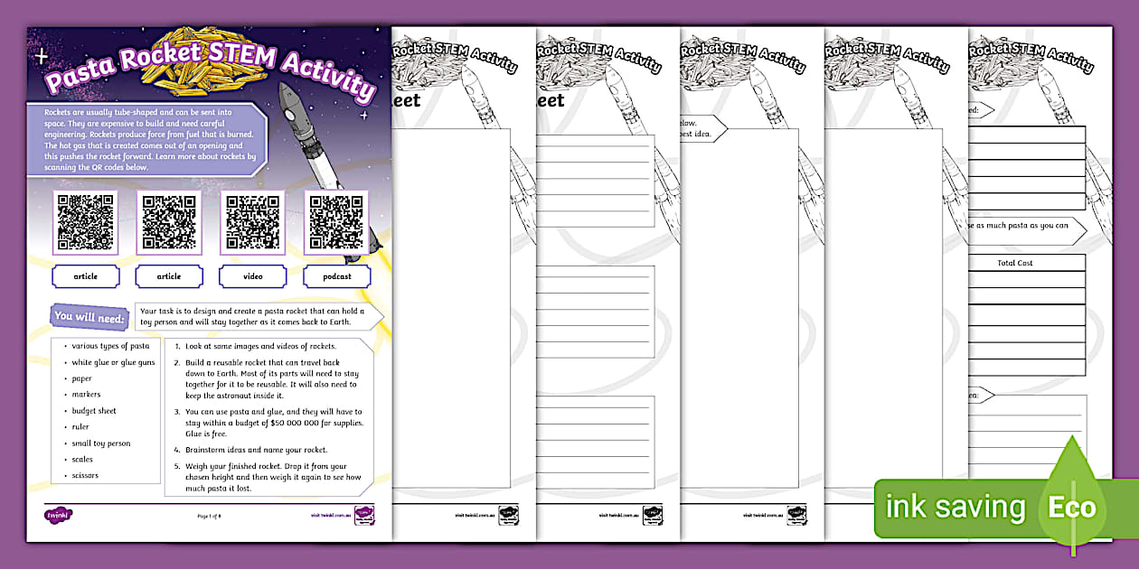 STEM Pasta Rocket Experiment Activity | Science | Twinkl