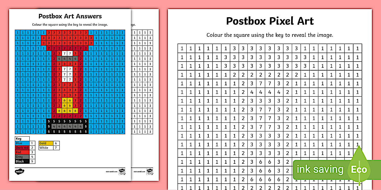 Postbox Pixel Art Template (teacher made) - Twinkl
