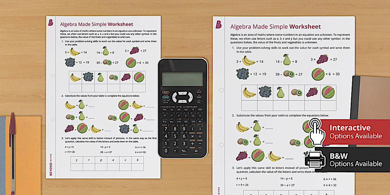 Algebra Made Simple Worksheet (teacher made) - Twinkl