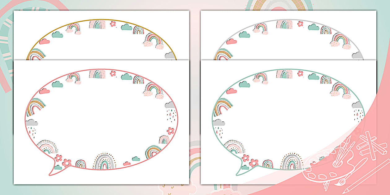 Muted Rainbow-Themed Speech Bubble Display Cut-Outs - Twinkl