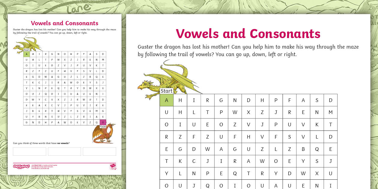 KS2 Consonants and Vowels Maze Worksheet (teacher made)