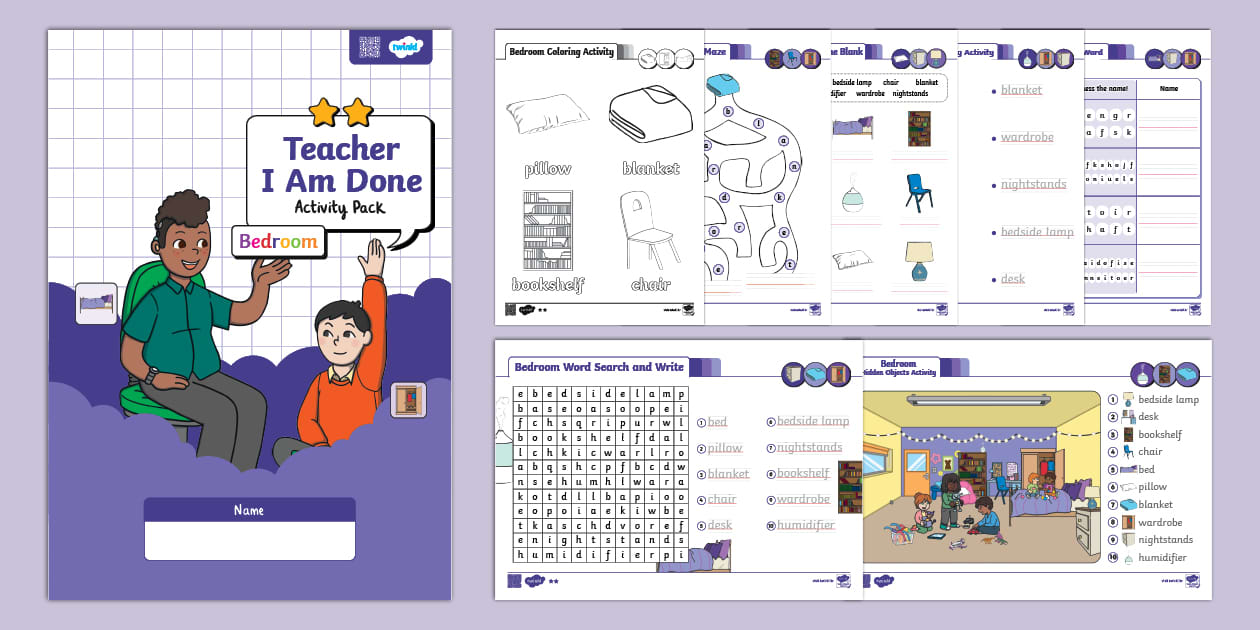 Teacher I Am Done Activity Pack | Bedroom | Lv.2