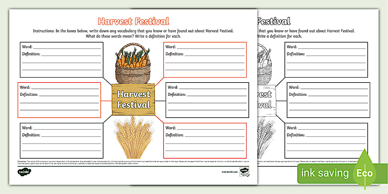 Harvest Vocabulary Mind Map (Teacher-Made) - Twinkl