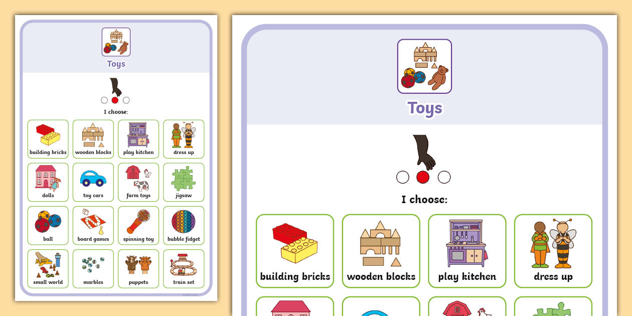 Twinkl Symbols: Toys Choice Board (Teacher-Made) - Twinkl