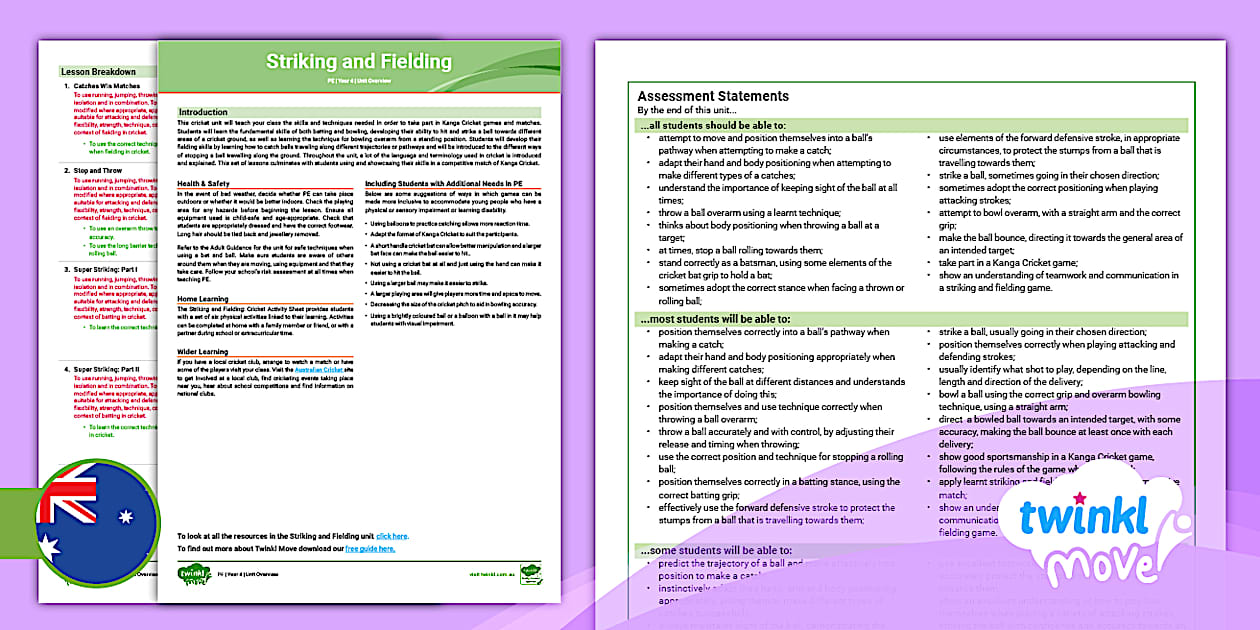 Move PE Year 4 Striking and Fielding: Cricket Unit Overview