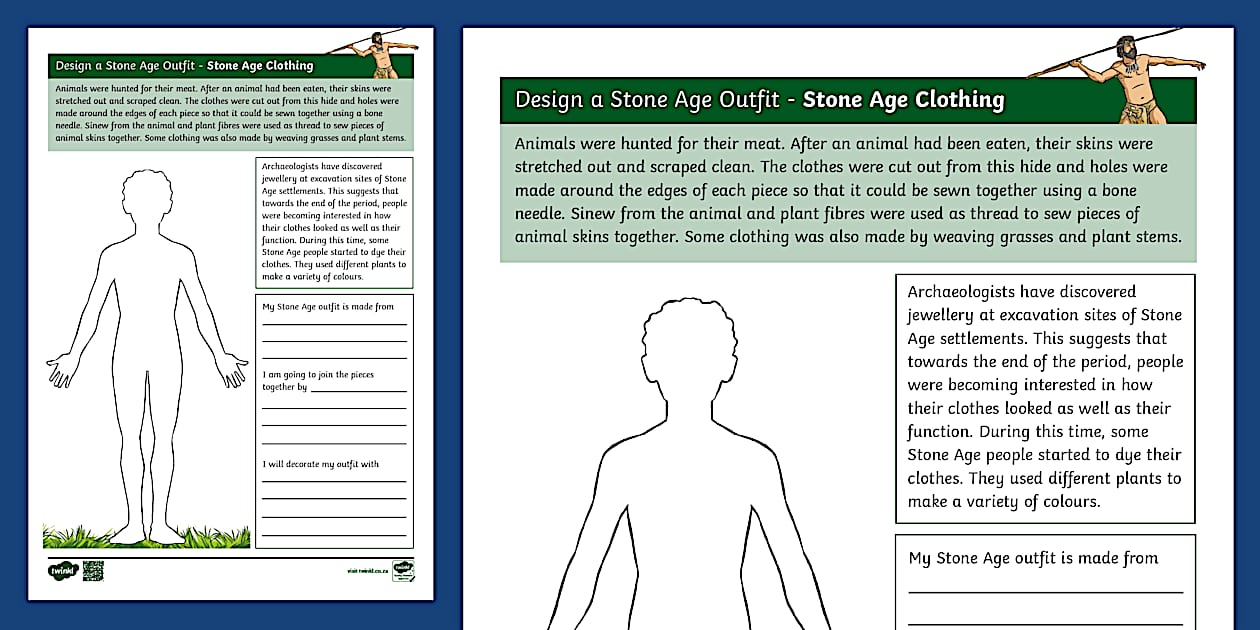 * NEW * Grade 5 History - Design a Stone Age Outfit - Worksheet (CAPS ...