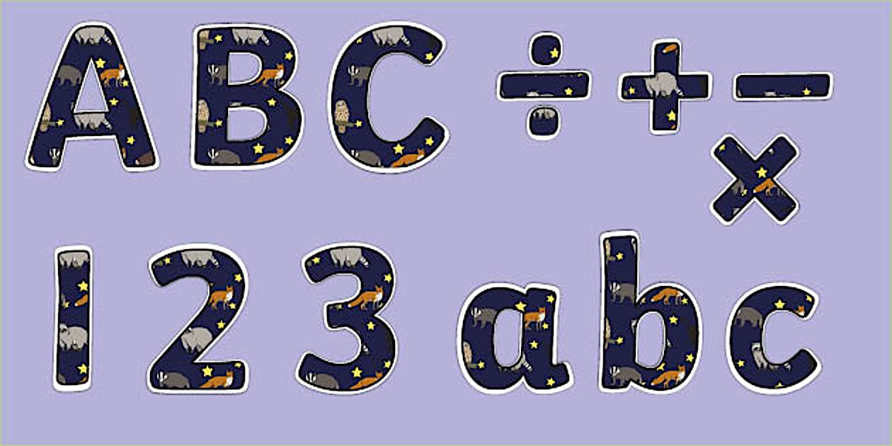 Nocturnal Animals Themed Size Editable Display Lettering - animal