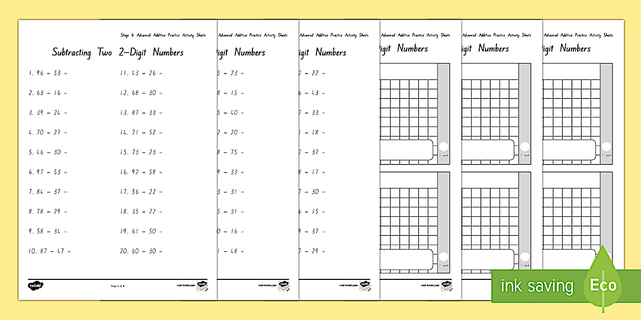 Subtraction Practice Worksheets (teacher made) - Twinkl