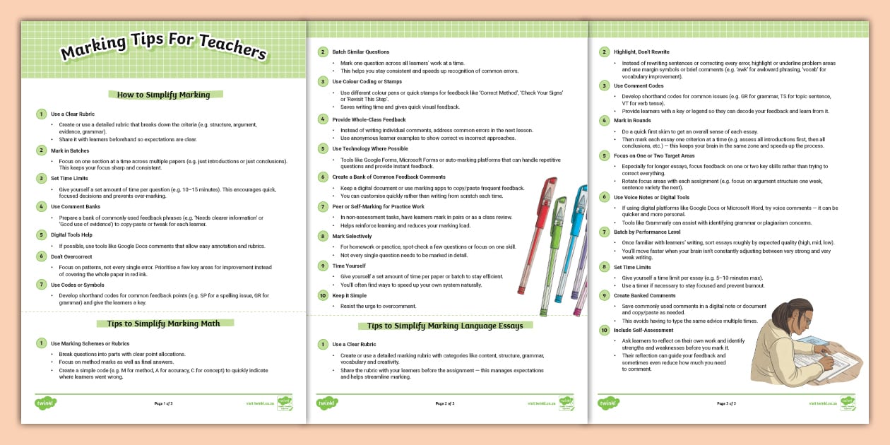 Marking Tips for Teachers Guide | Twinkl South Africa