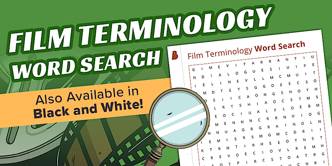 Film Terminology Word Search for Secondary Classroom