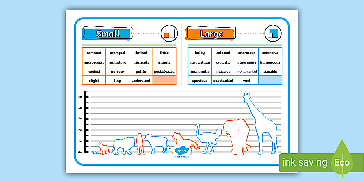 KS2 Alternative Words for Small and Large Word Mat - Twinkl
