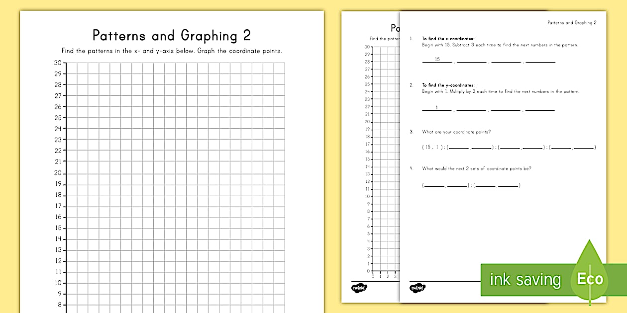 Patterns and Graphing (2) Worksheet / Worksheet - Twinkl