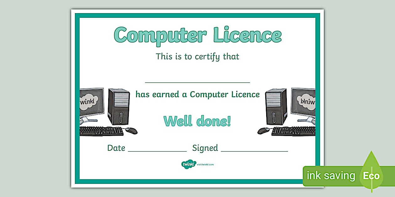 Computer License (Teacher-Made) - Twinkl