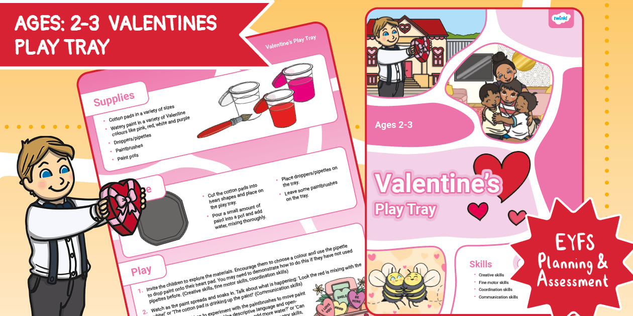 Northern Ireland EYFS Age 2 - 3 Play Tray: Valentine's