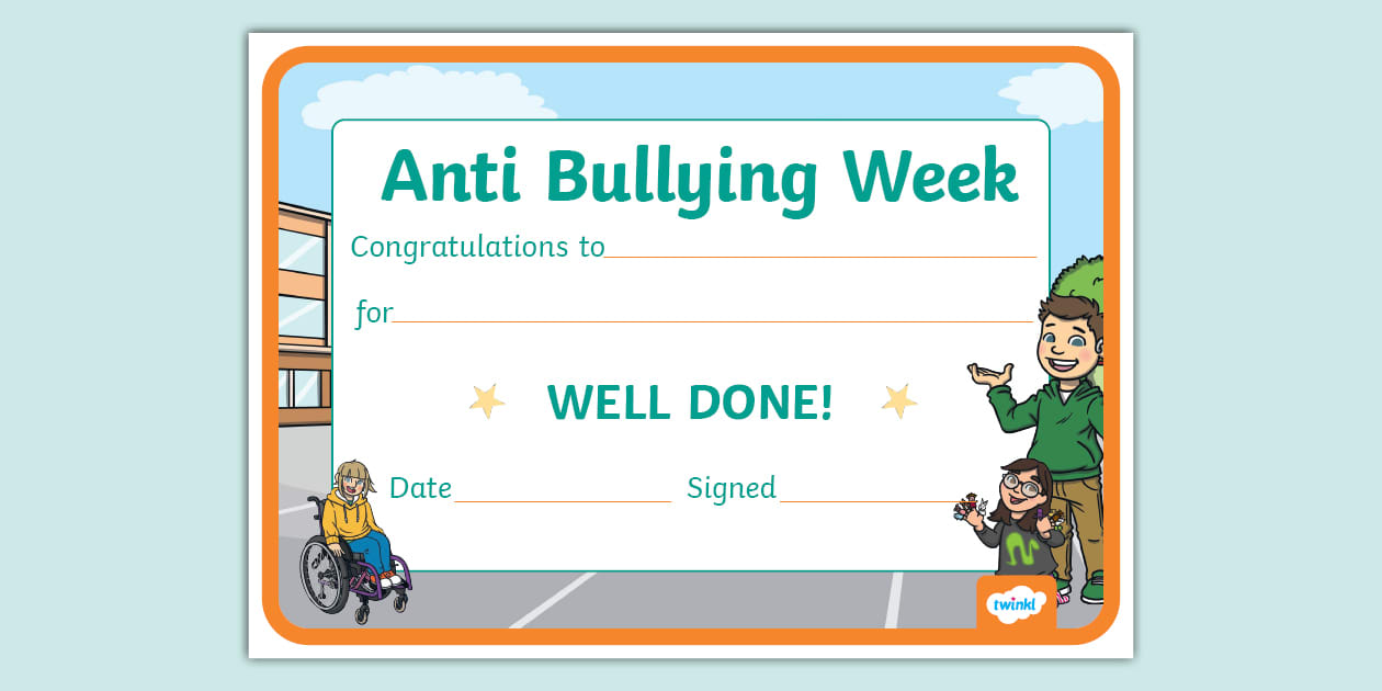EYFS/KS1 Anti Bullying Week Certificate (teacher made)