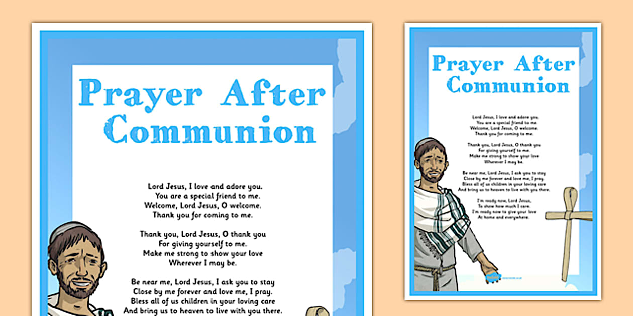 Black and White Prayer After Communion Display Poster