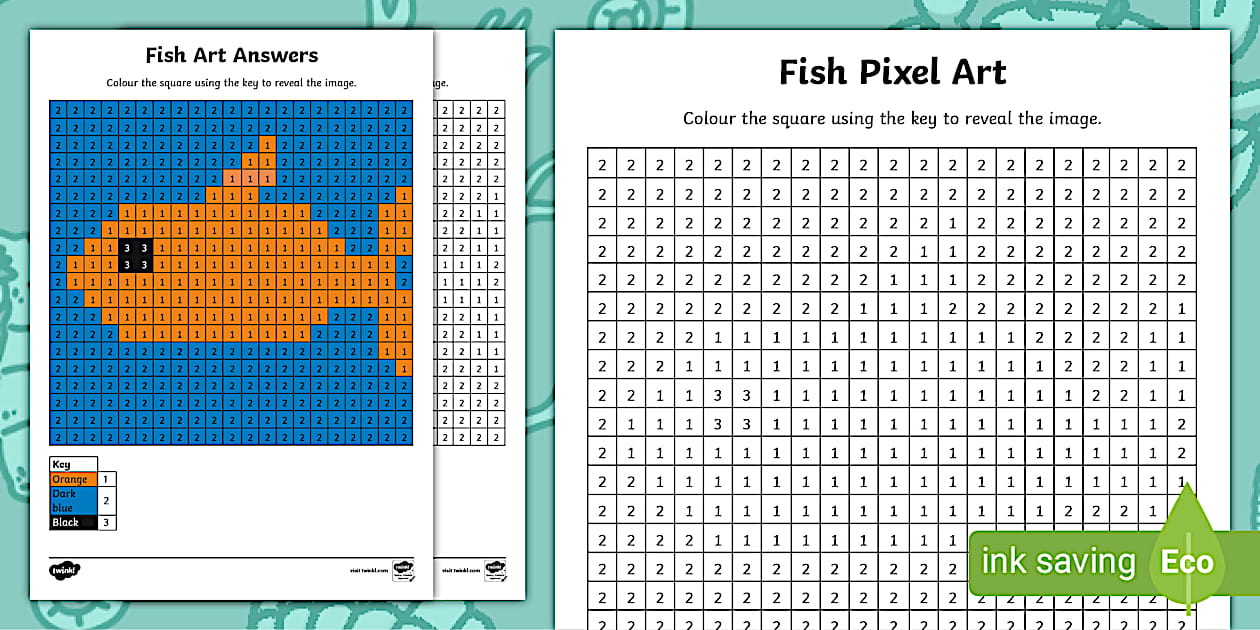 Fish Pixel Art Template (Teacher-Made) - Twinkl
