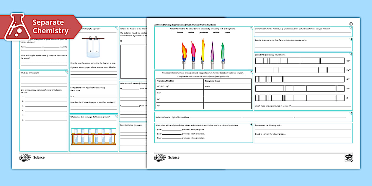 AQA Chemistry (Separate) Unit 8 Chemical Analysis Foundation Revision ...