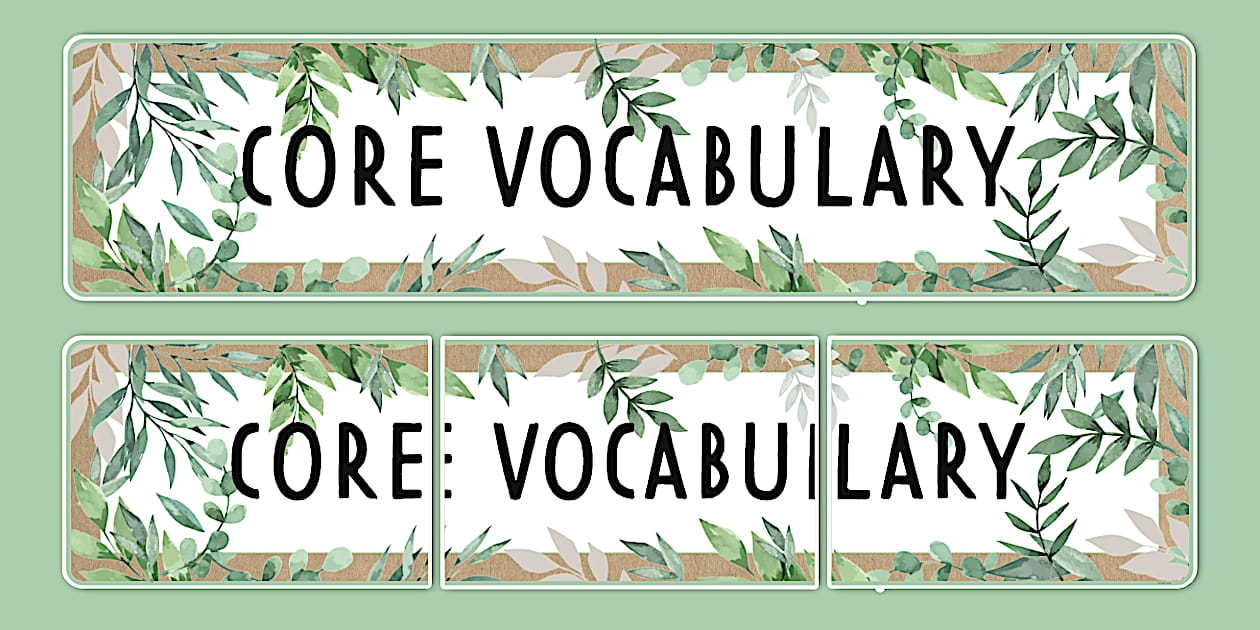 Muted Botanical-Themed Core Vocabulary Display Banner