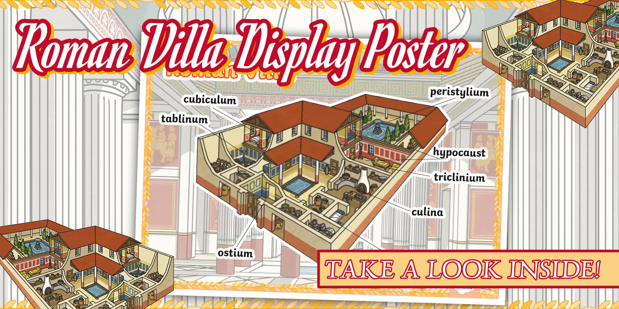 Roman Villa Diagram Display Poster