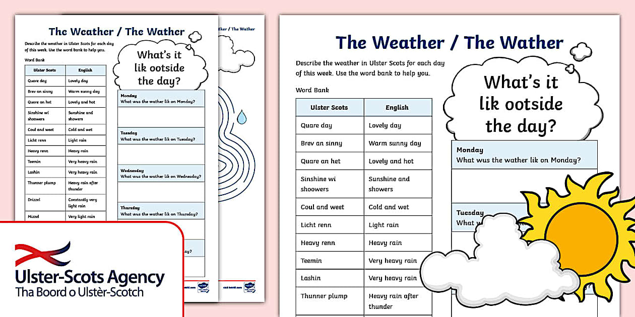 FREE! - Ulster Scots Weather Activity Sheets | Northern Ireland