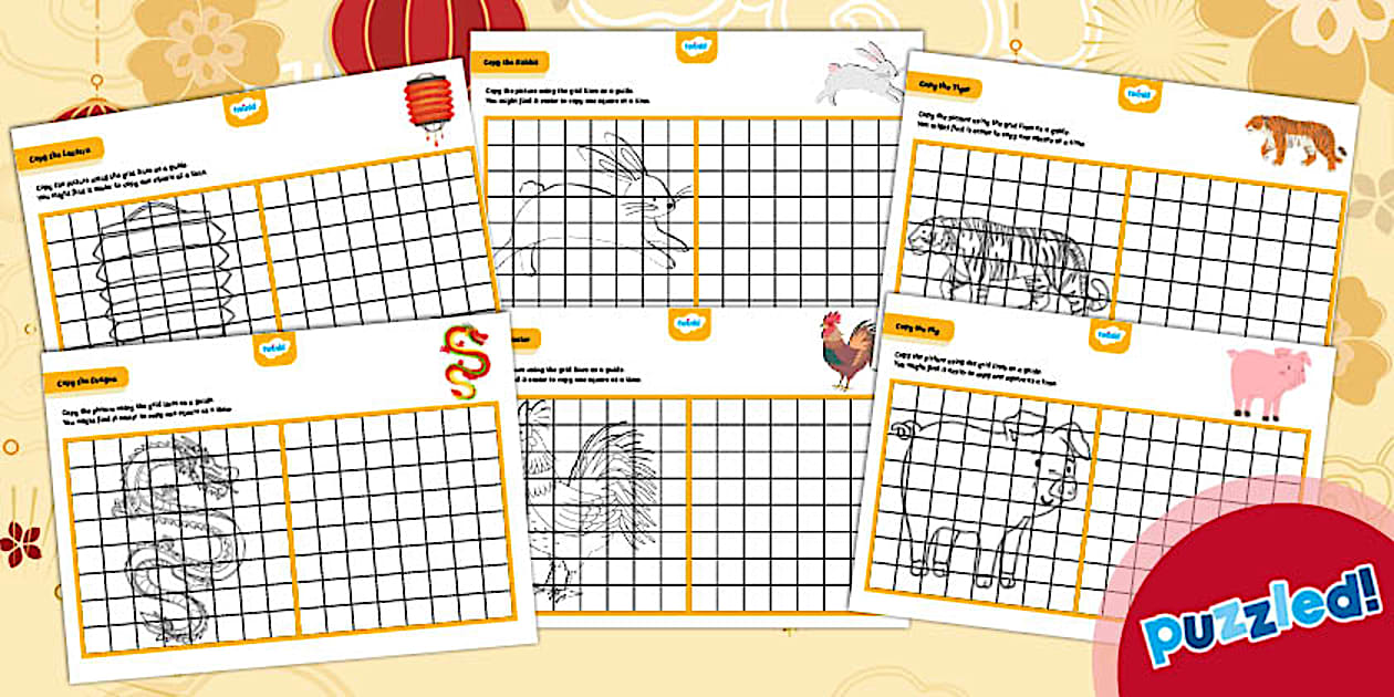 Lunar New Year Copy the Image Activity Pack | Twinkl Puzzled
