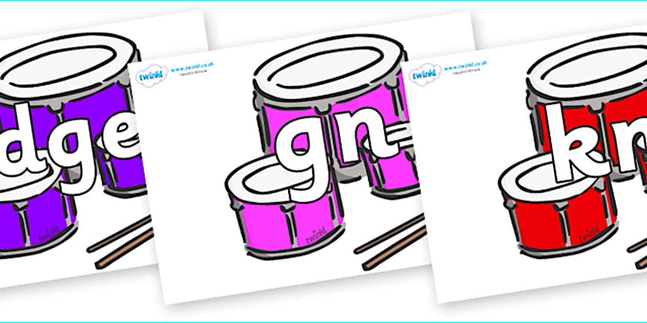 Silent Letters on Drums (teacher made) - Twinkl