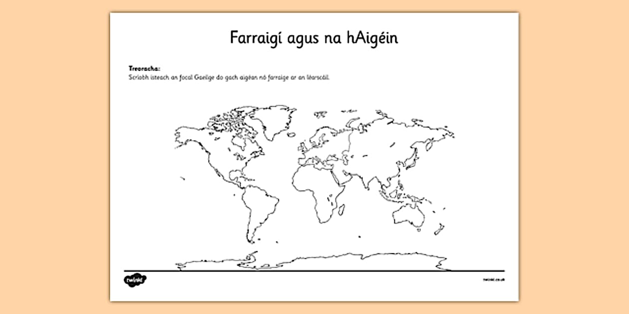 Editable Irish Seas and Oceans Worksheet Gaeilge - Twinkl