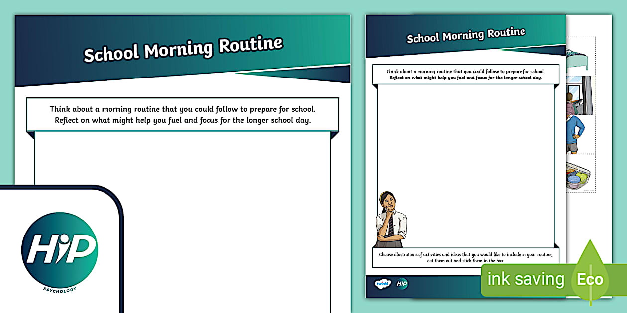 School Morning Routine Cut and Stick Activity Sheet