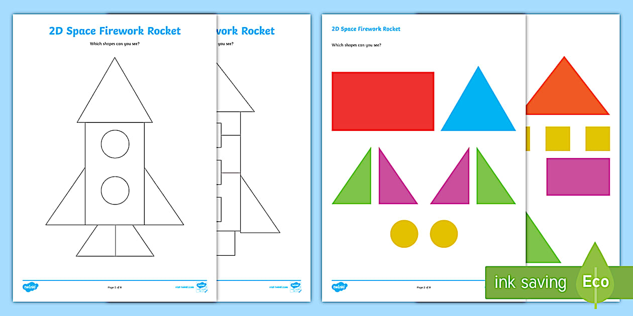 2D Shape Rocket Templates | Basic Firework Shapes - Twinkl