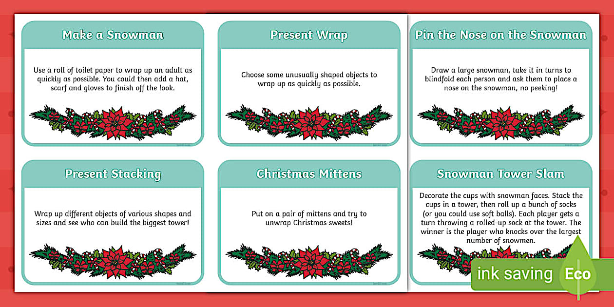 Fun Christmas Games - Christmas Party Games Cards - Twinkl