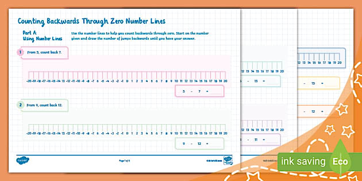 👉 Counting Backwards Through Zero Number Lines (Ages 8 - 9)
