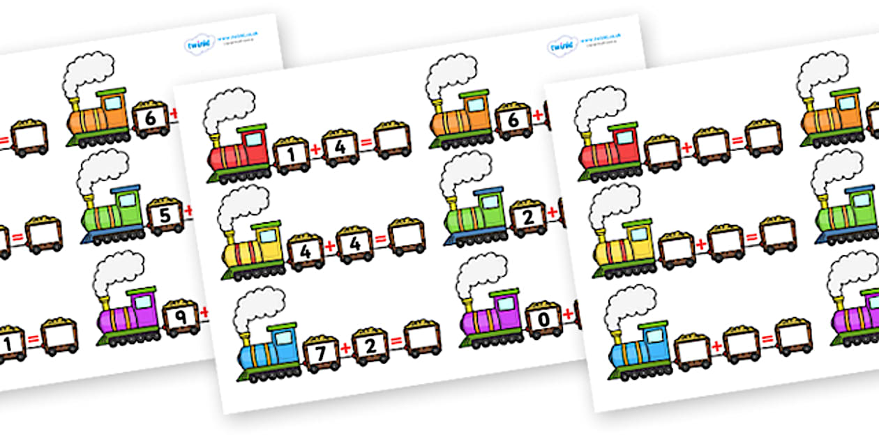 Editable Train Addition Worksheets (teacher made) - Twinkl