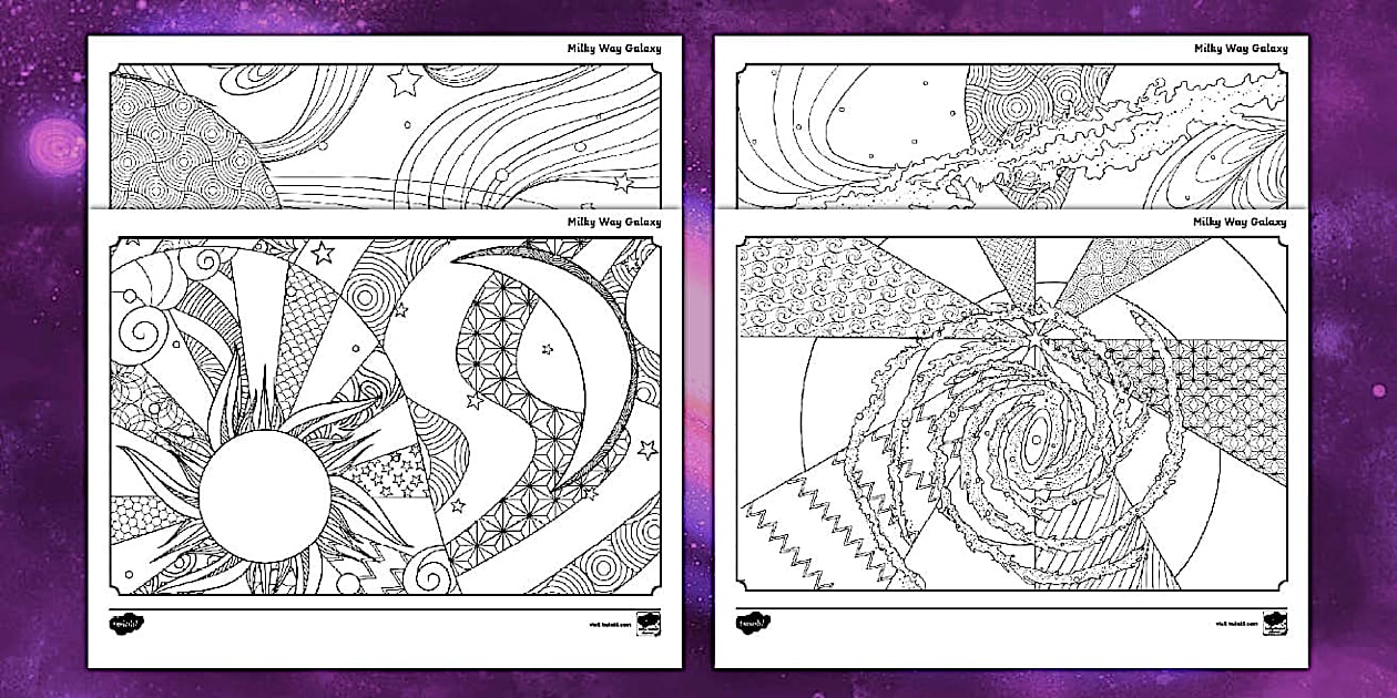 Milky Way Galaxy Mindfulness Coloring Sheets