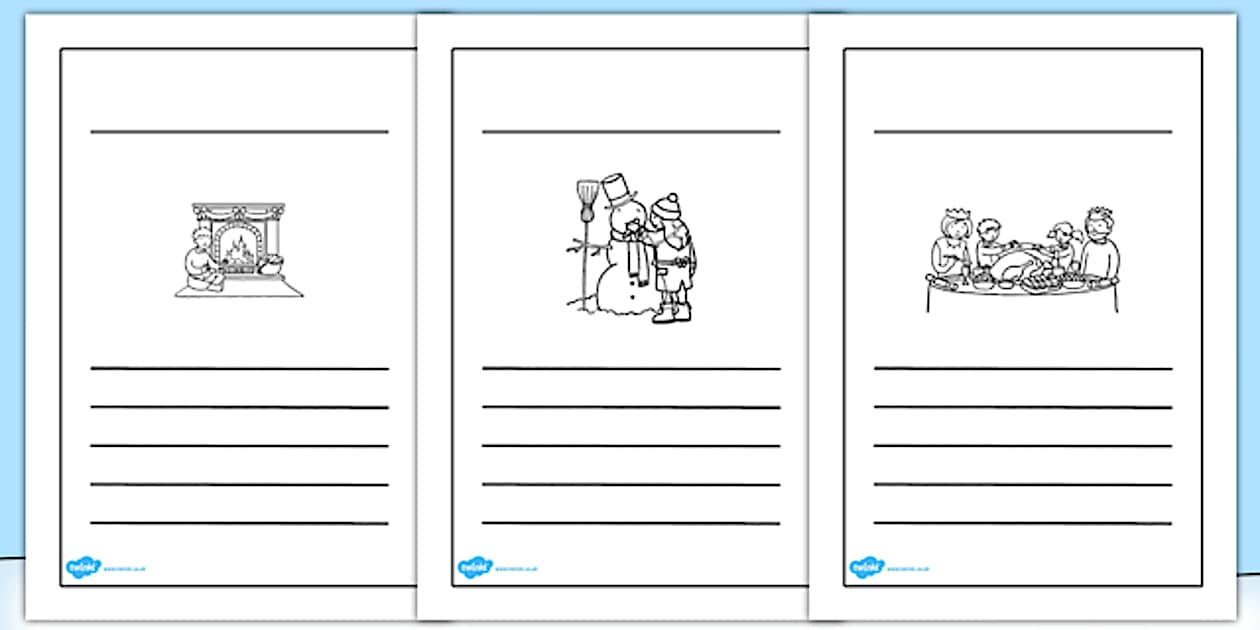 Winter Activities Writing Frames Lined BW (teacher made)