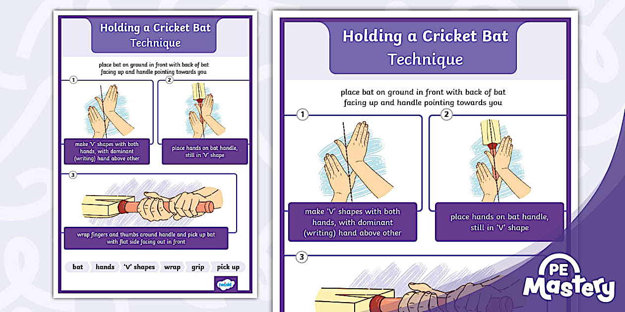 PE Mastery: How to Hold a Cricket Bat Display Poster