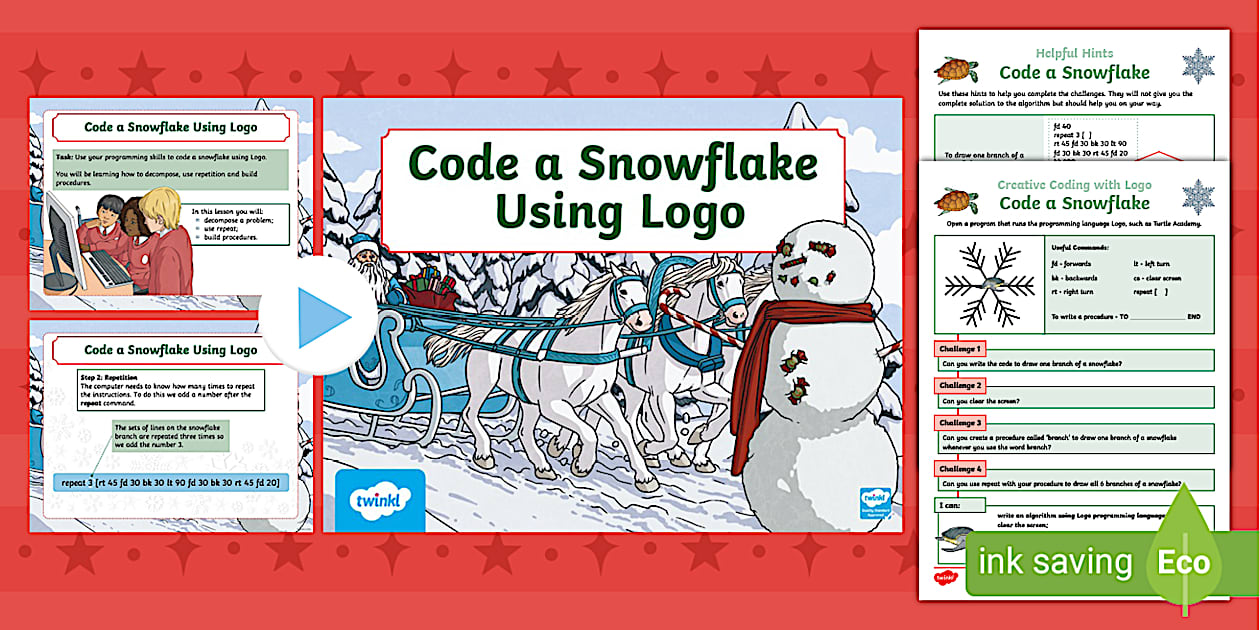 Snowflake Coding Using Logo (teacher made) - Twinkl