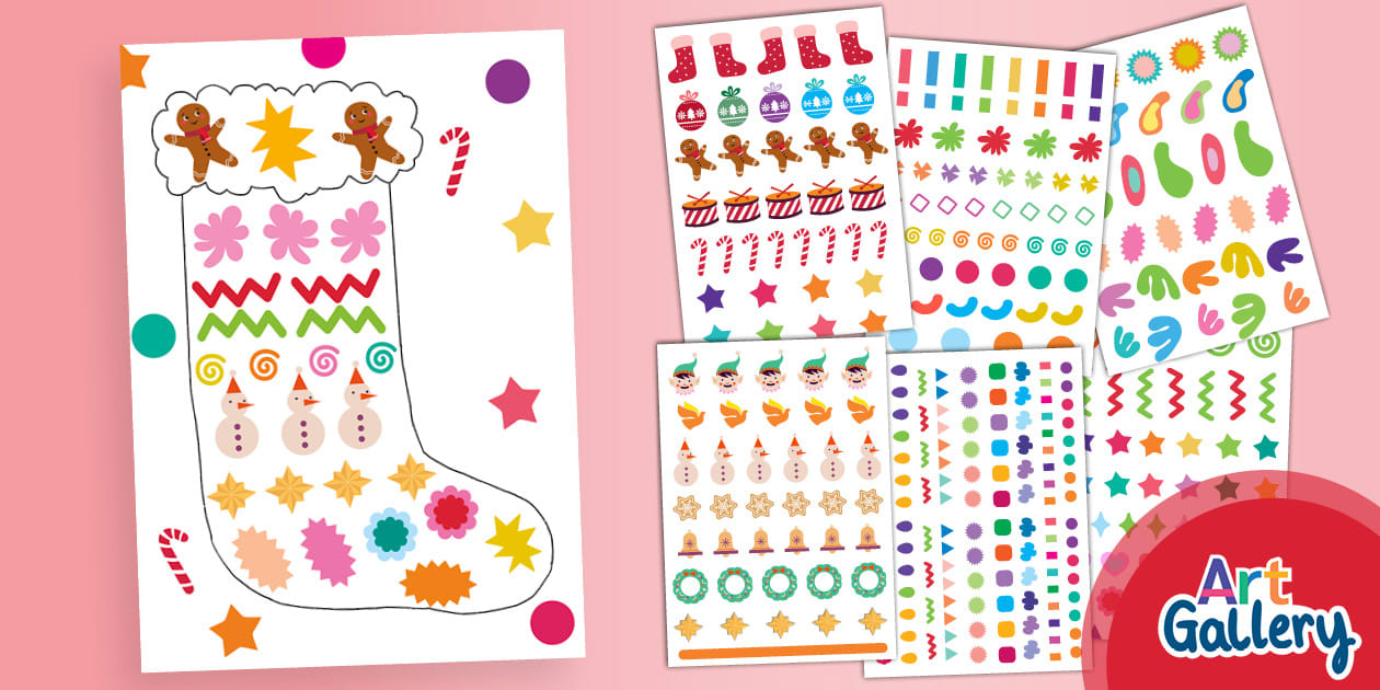 Design Your Own Abstract Christmas Stocking Collage Activity