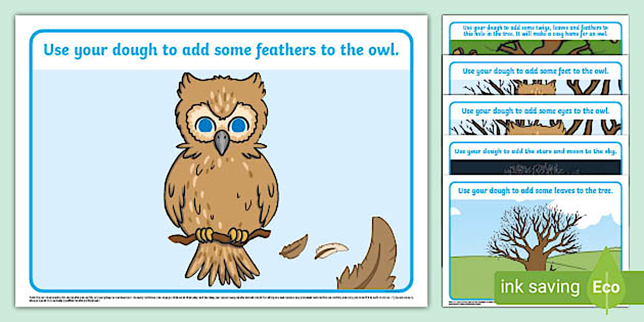 Owl-Themed Modelling Dough Mats - Twinkl