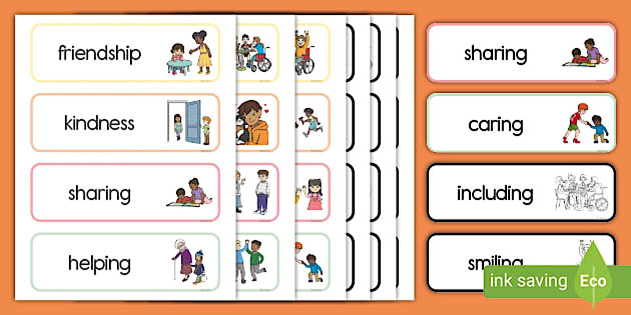 Kindness Word Cards | Social and Emotional Health | Twinkl