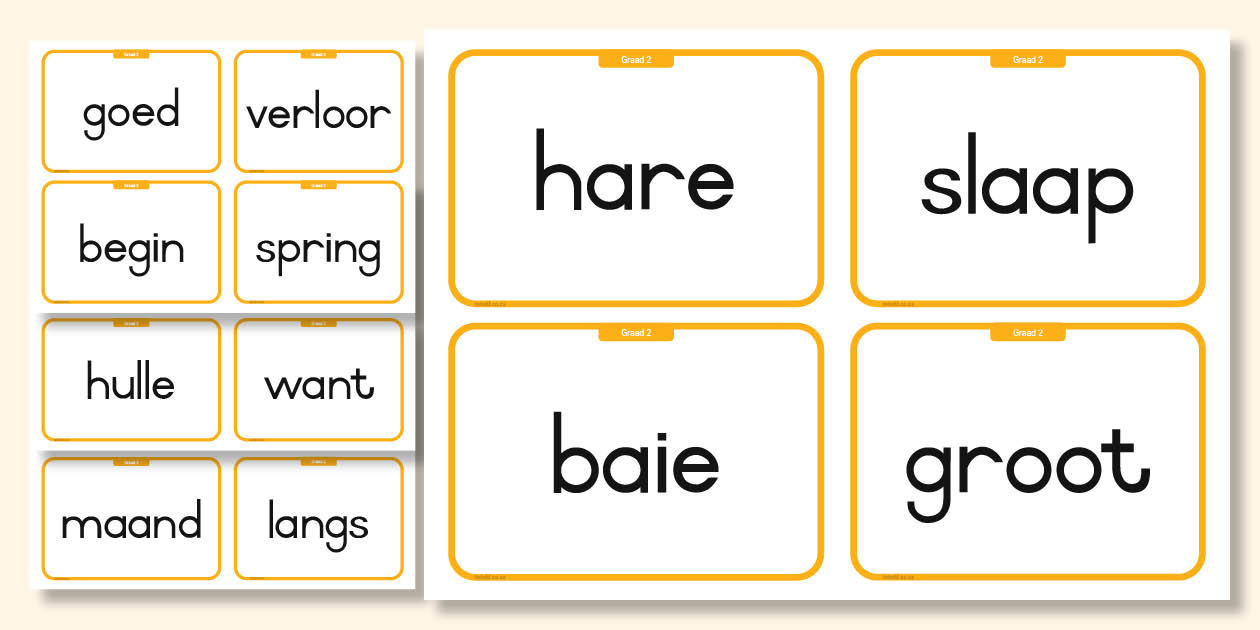 Graad 2 Intervensieprogram Kwartaal 1 Sigwoorde Flitskaarte