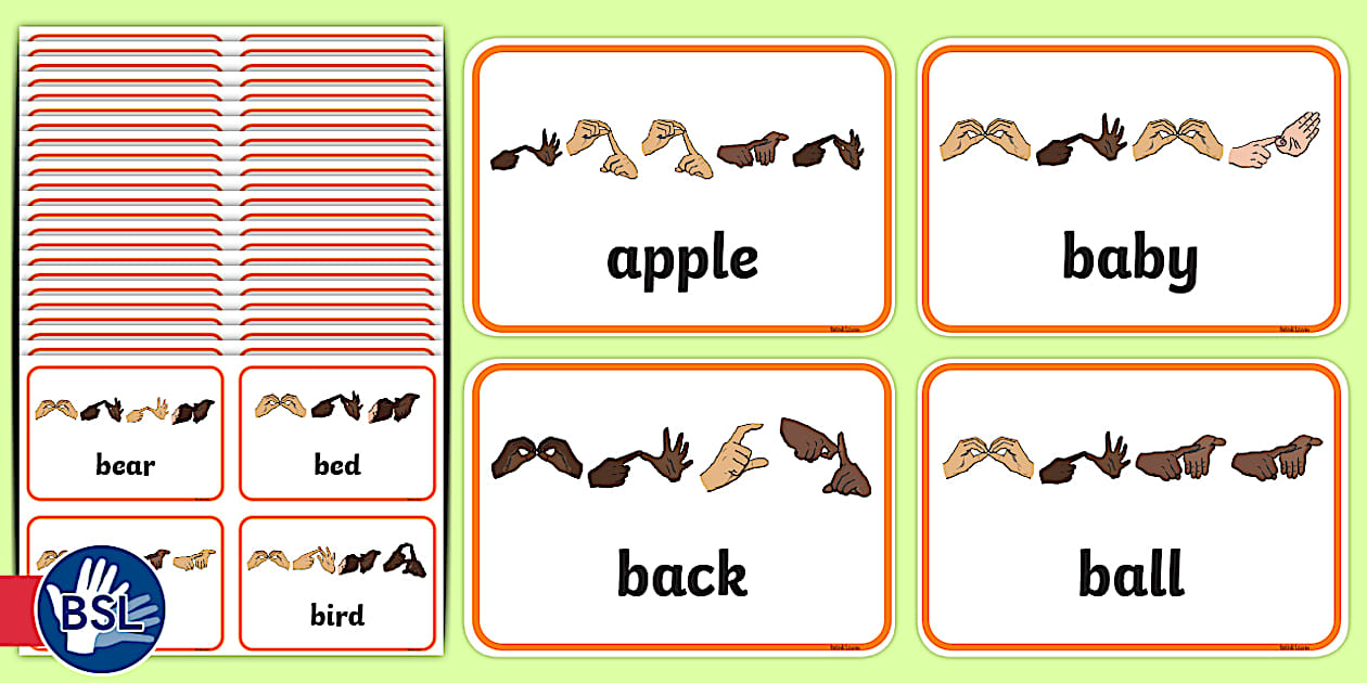 Sight Noun Words with Fingerspelling Flashcards