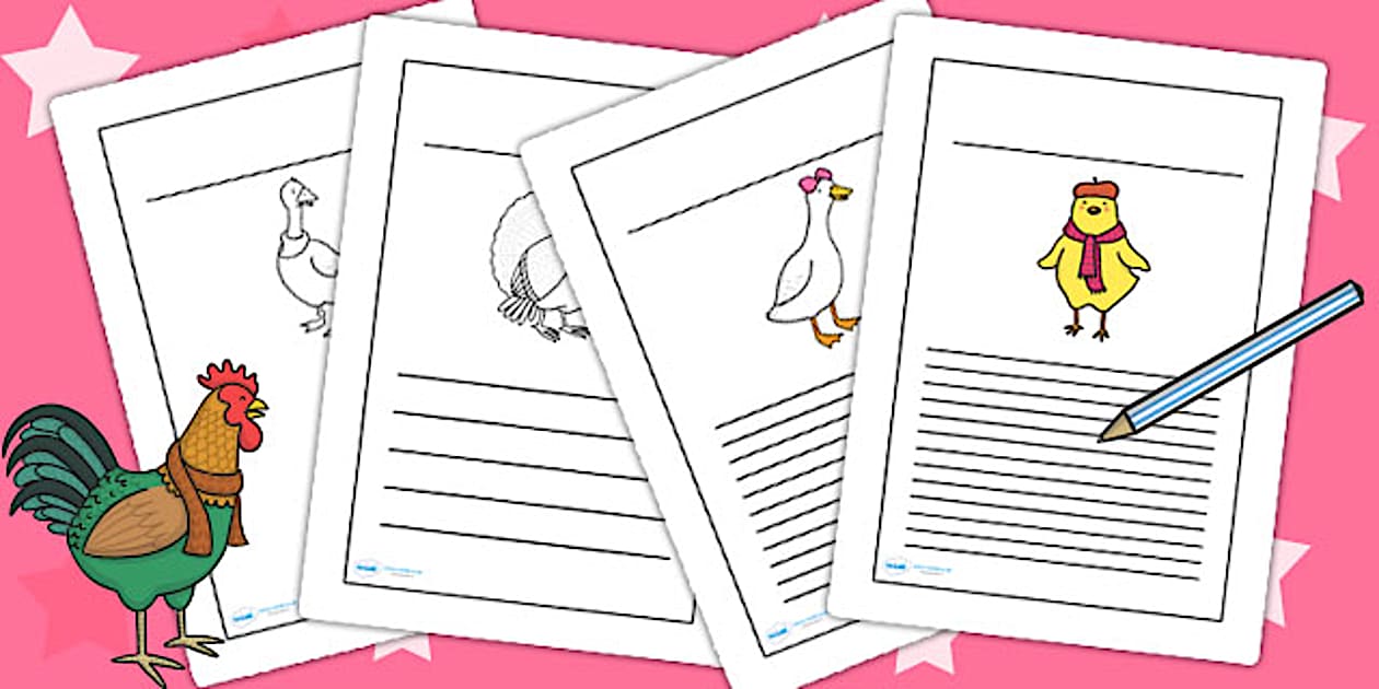 Black and White Chicken Licken Writing Frames - Twinkl