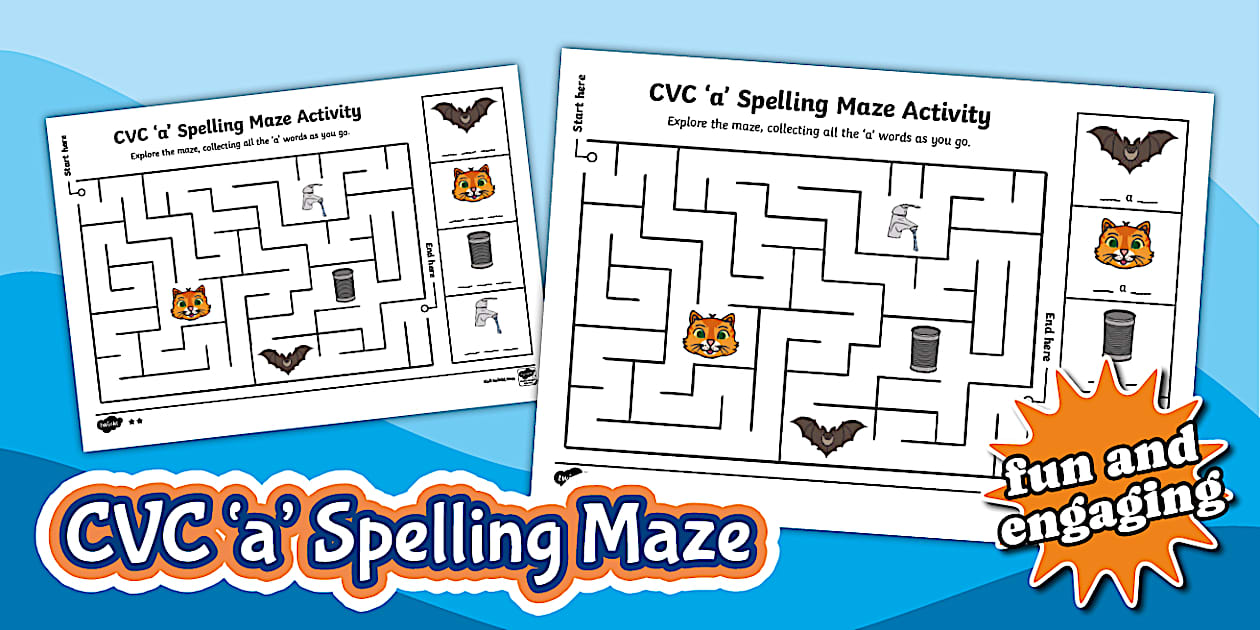 CVC 'a' Spelling Maze Activity Sheet