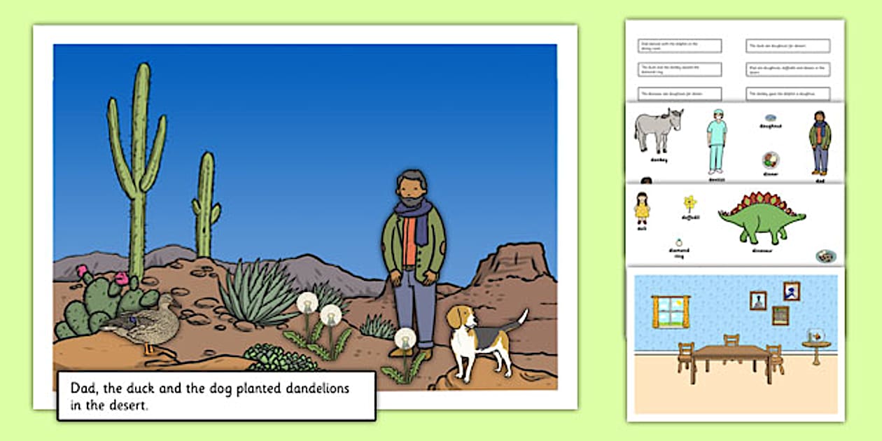 Editable Silly D Sentence Cut and Stick Pictures - Twinkl