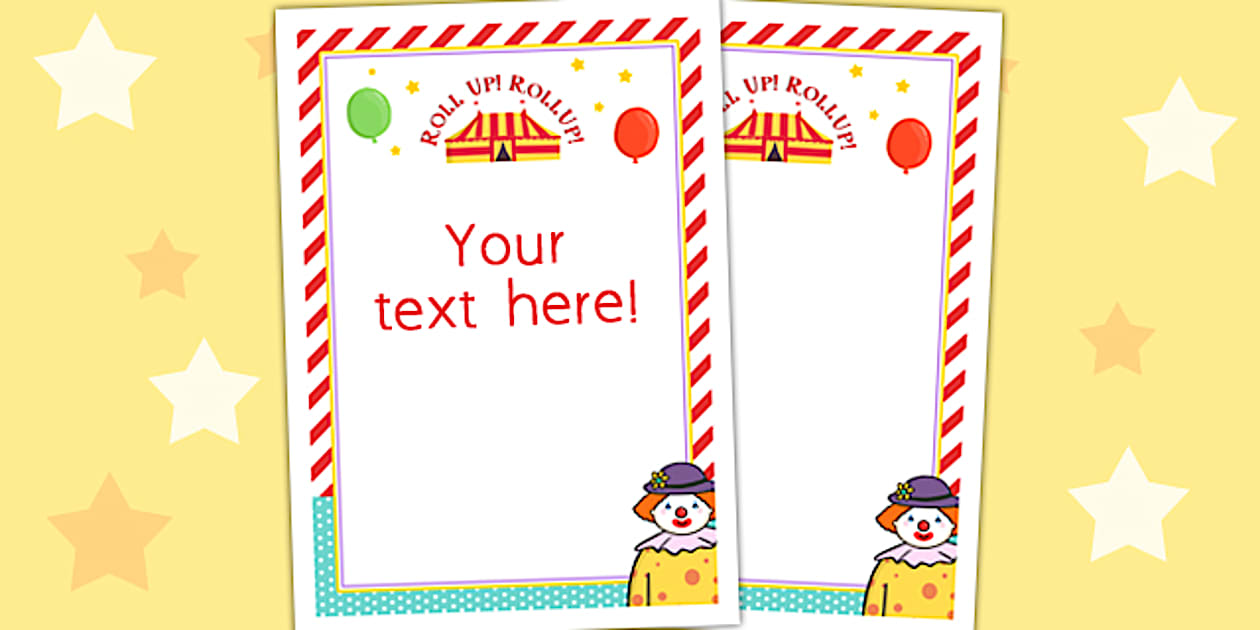 Circus Themed Birthday Party Editable Poster - Twinkl