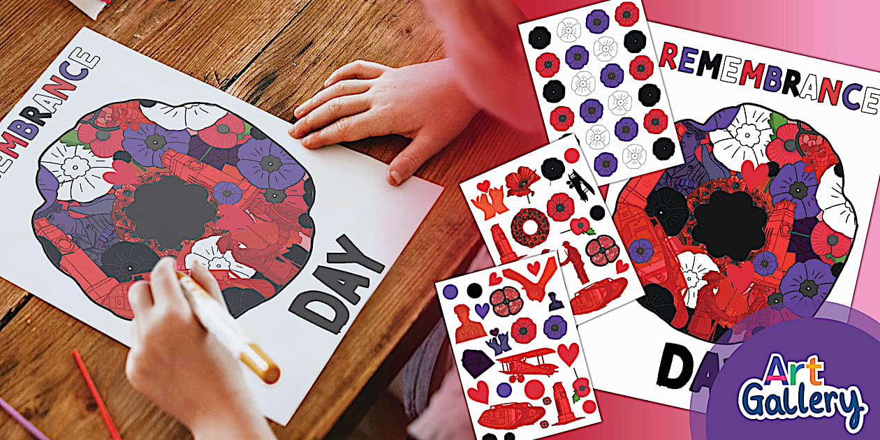 Remembrance Day Poppy Collage Activity Pack (teacher made)