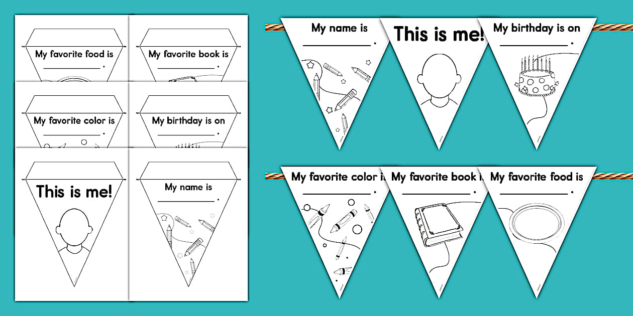 All About Me Bunting (teacher made) - Twinkl