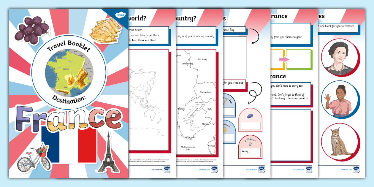 Travel Booklet Destination France (teacher made) - Twinkl