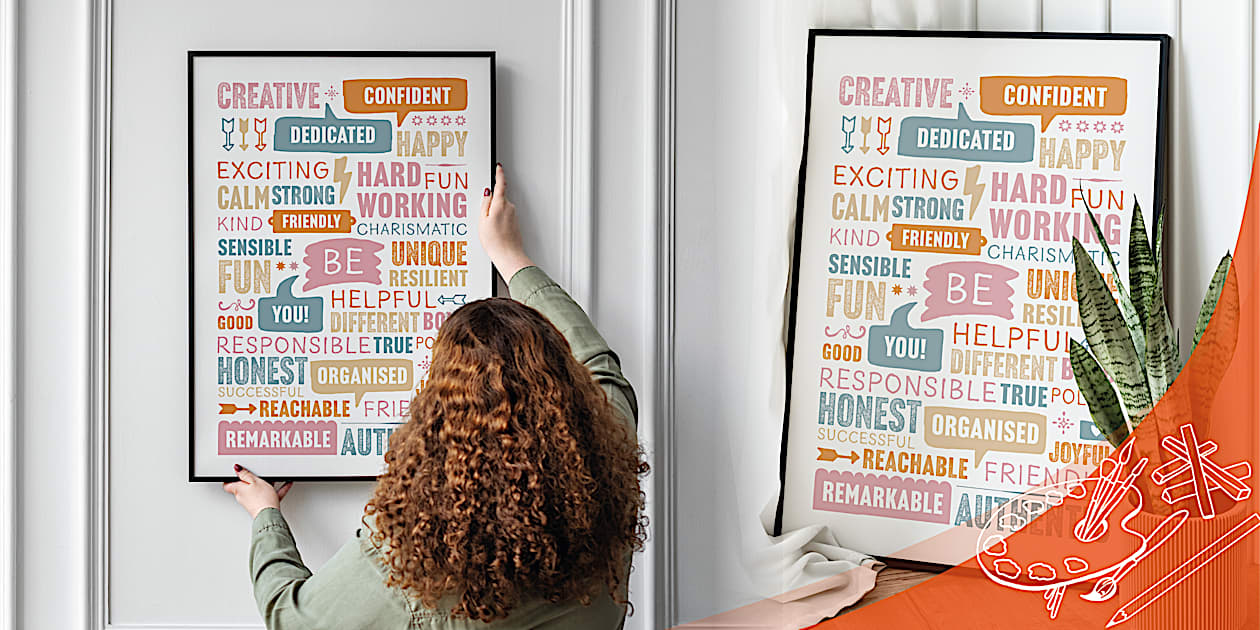 Inspirational Adjectives Pastel Colours Typography Poster